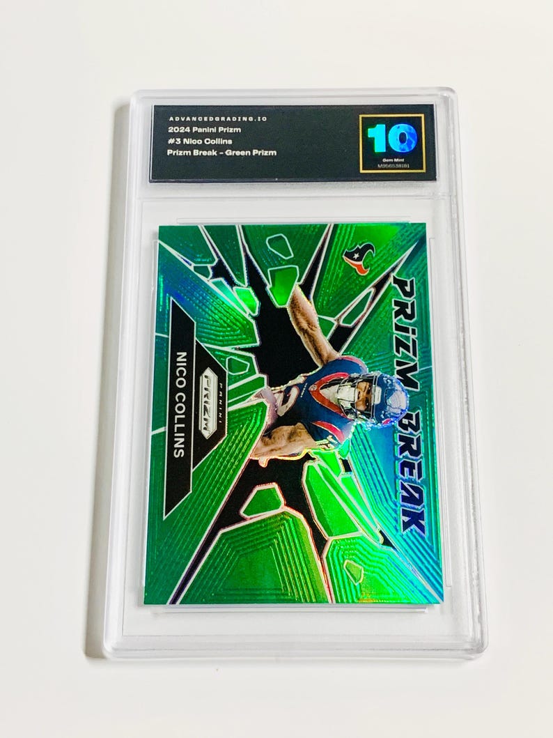 GRADED 10 NICO COLLINS 2024 Panini Prizm Prizm Break - Green Prizm #3 ...