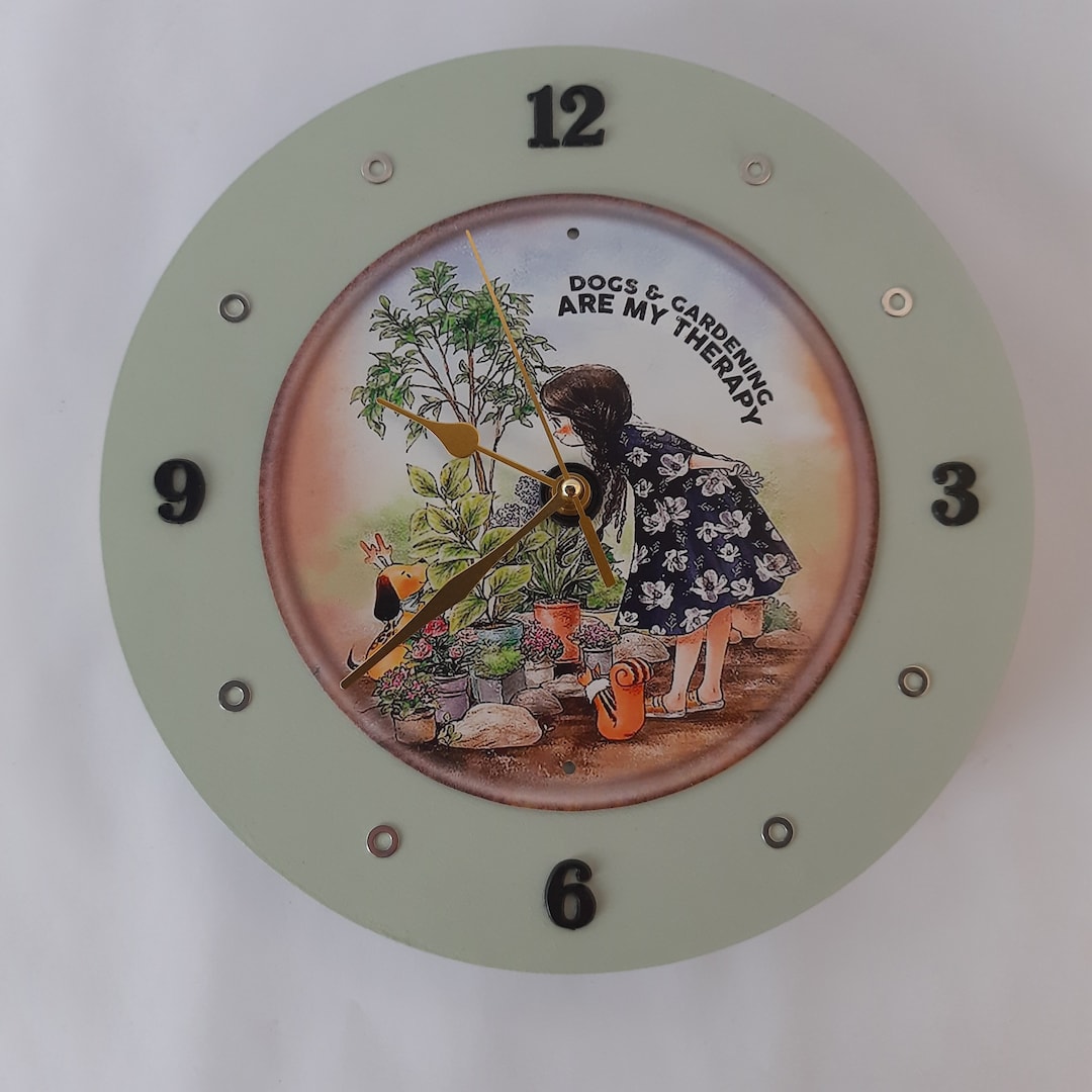 Gardening and Dogs, Country Kitchen Wall Clock, Handmade to Order 30cm ...