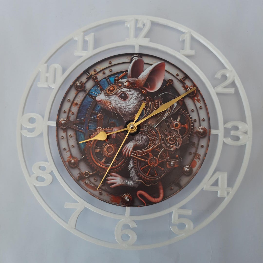 Vintage Steampunk Industrial Mouse Rat Wall Clock 30cm Diameter Unique ...