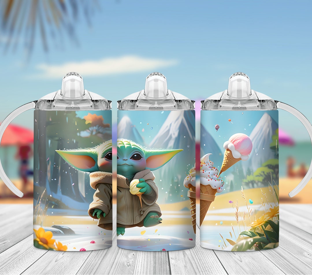 Baby Yoda 12oz Kids Flip Top Sippy Cup Tumbler Wrap, 12oz Straight ...