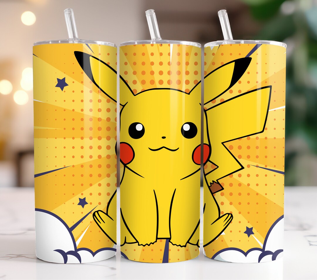 Pikachu Tumbler Wrap, 20oz Straight Skinny Wrap, Cartoon Tumbler Wrap ...