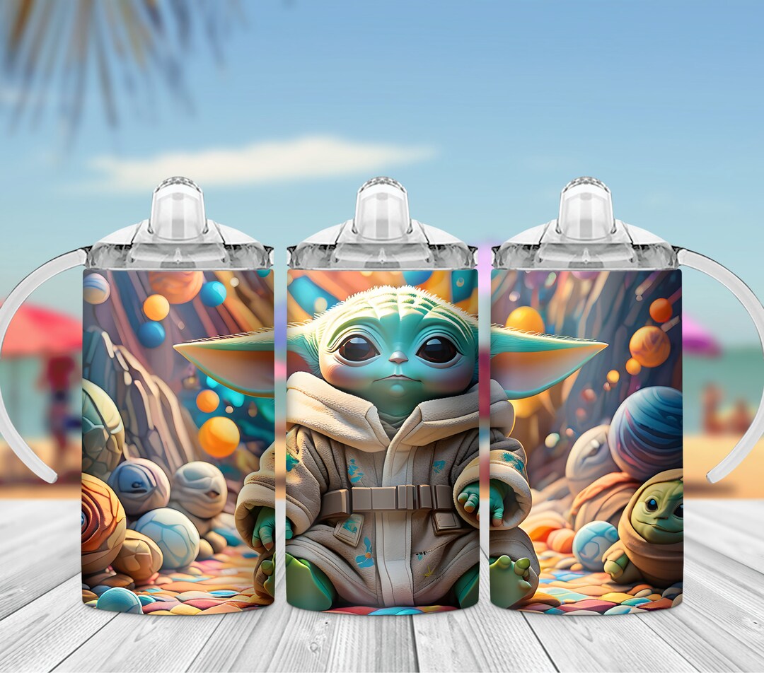 Baby Yoda 12oz Kids Flip Top Sippy Cup Tumbler Wrap, 12oz Straight ...