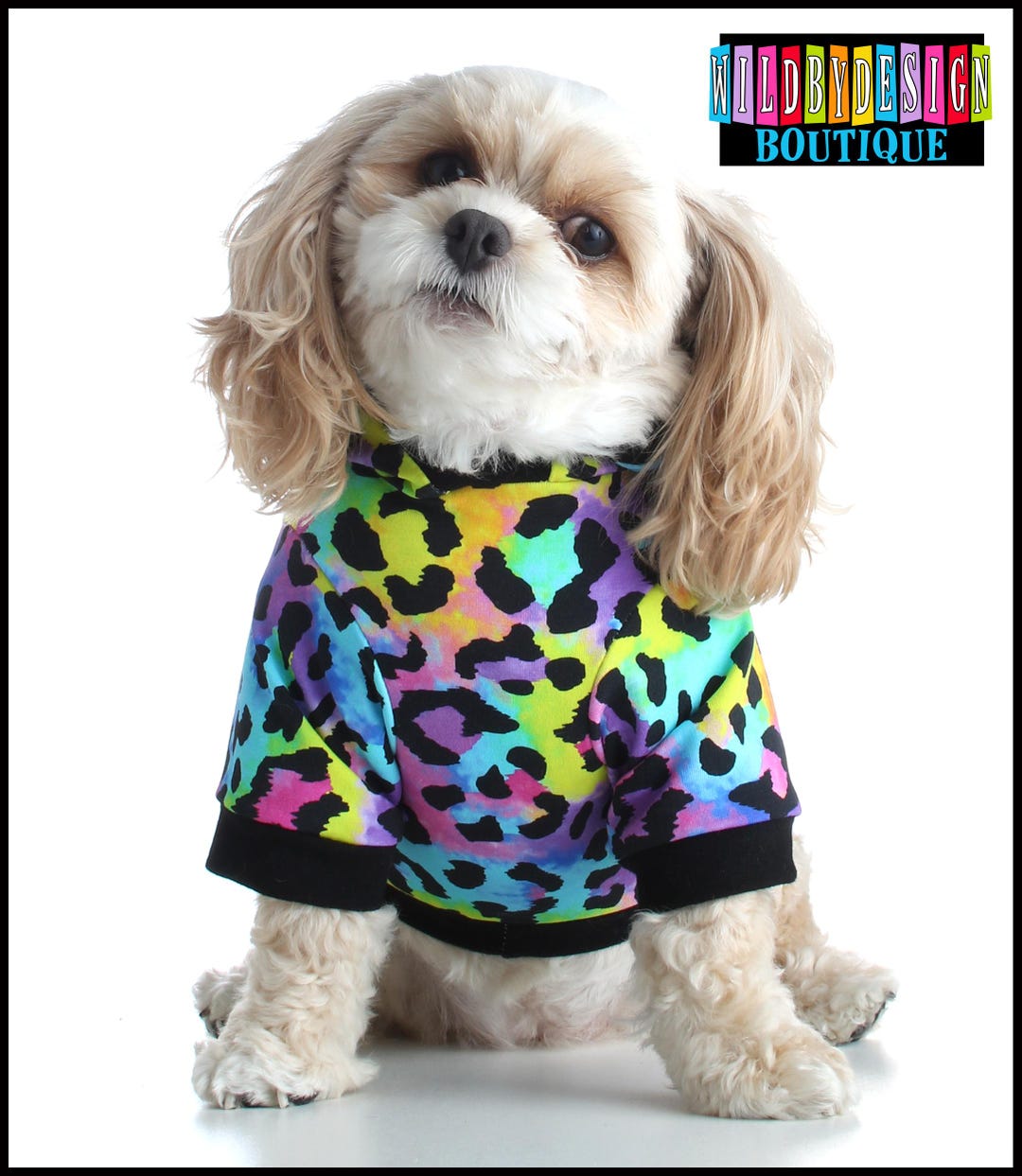 CHEETAH RAINBOW Dog Hoodie, Leopard Print Dog Hoodie, Tshirt for Dogs ...