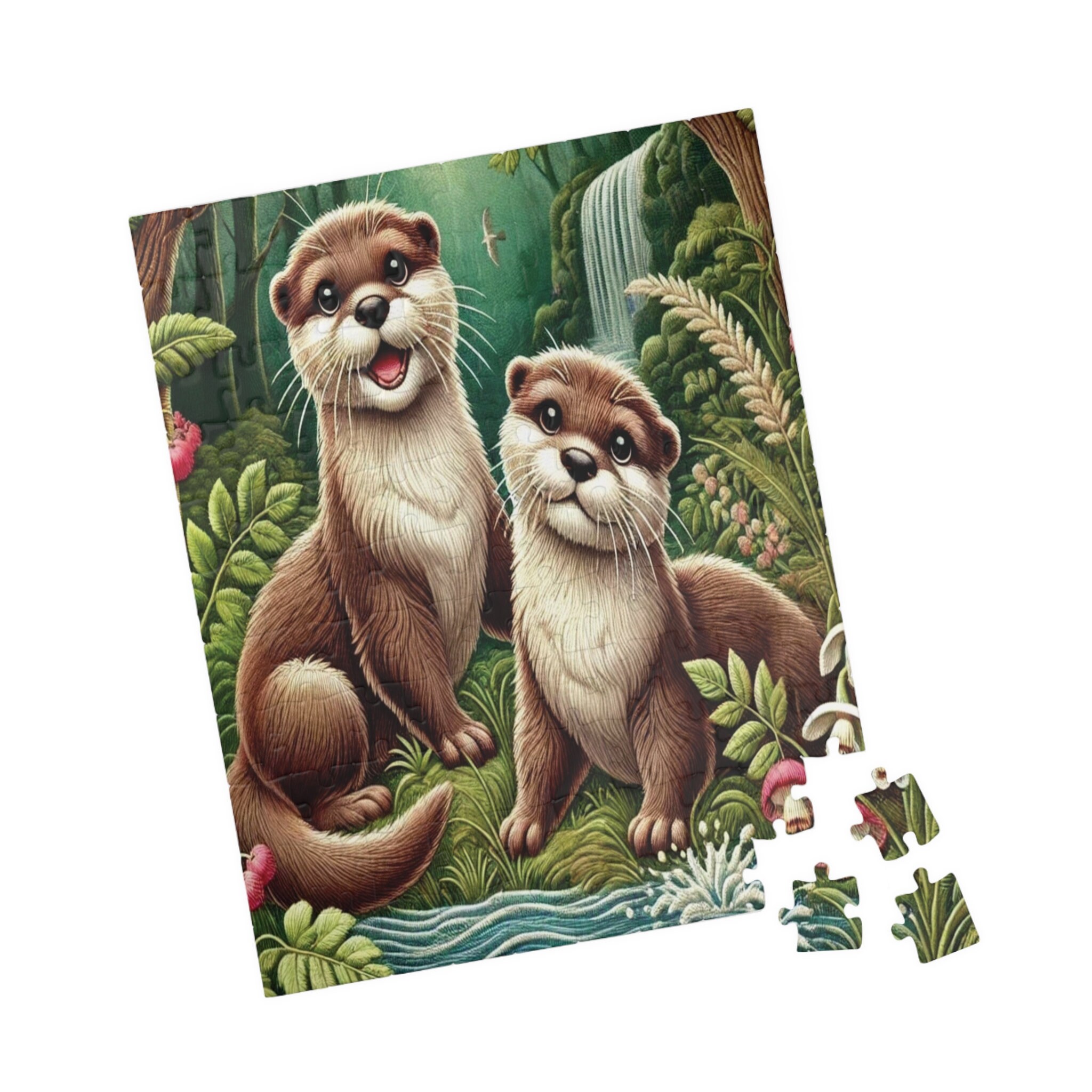 Otter Duo Jigsaw Puzzle Cute Embroidered Animal Puzzle Fun Puzzle for ...
