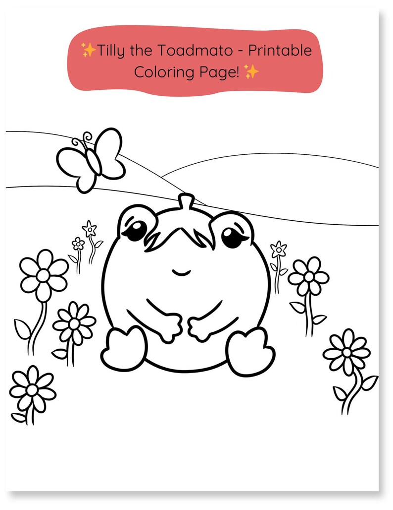 Tilly the Toadmato - Printable Coloring Page | Cute Whimsical Nature ...