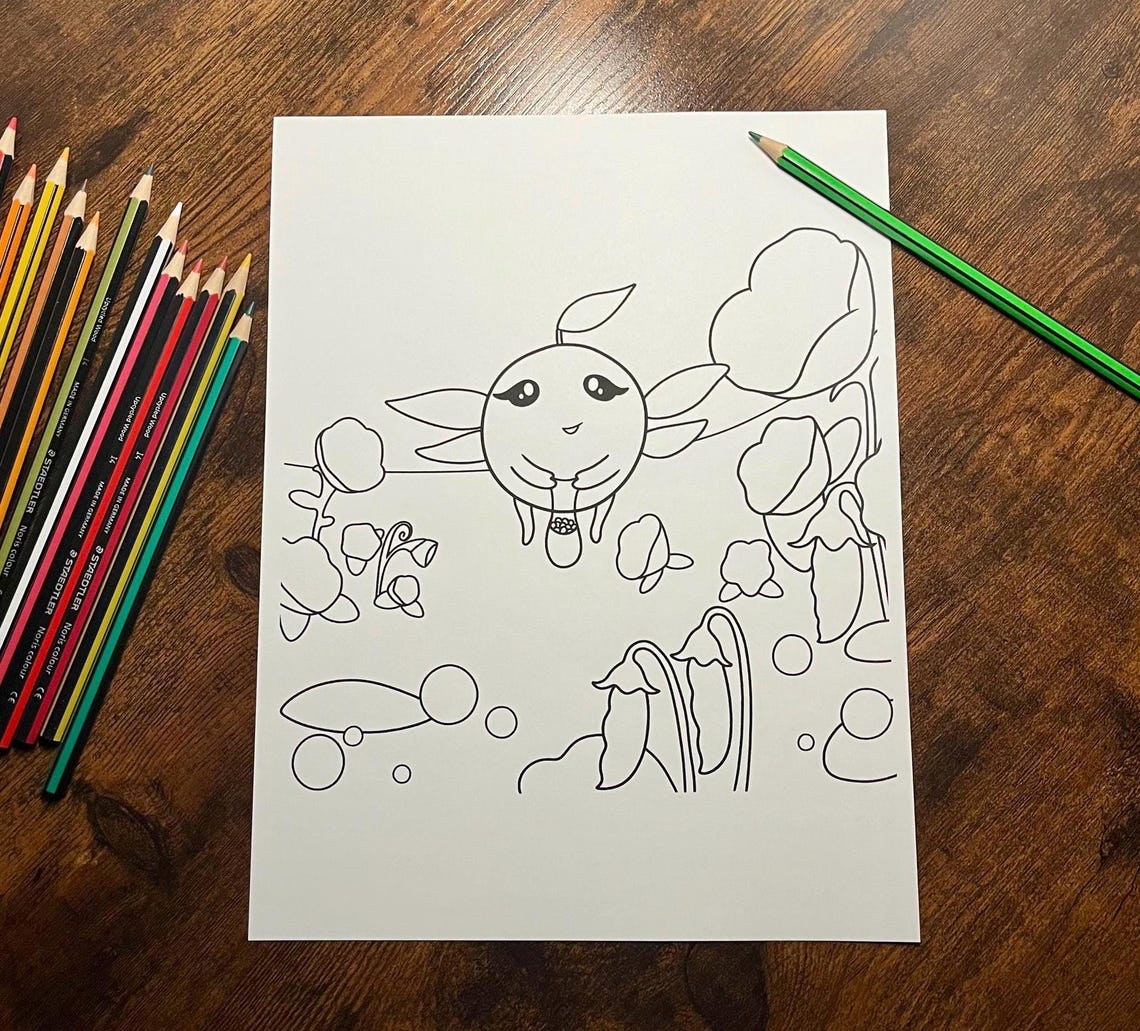 Bizzy the Bee Pea - Printable Coloring Page | Cute Whimsical Nature ...