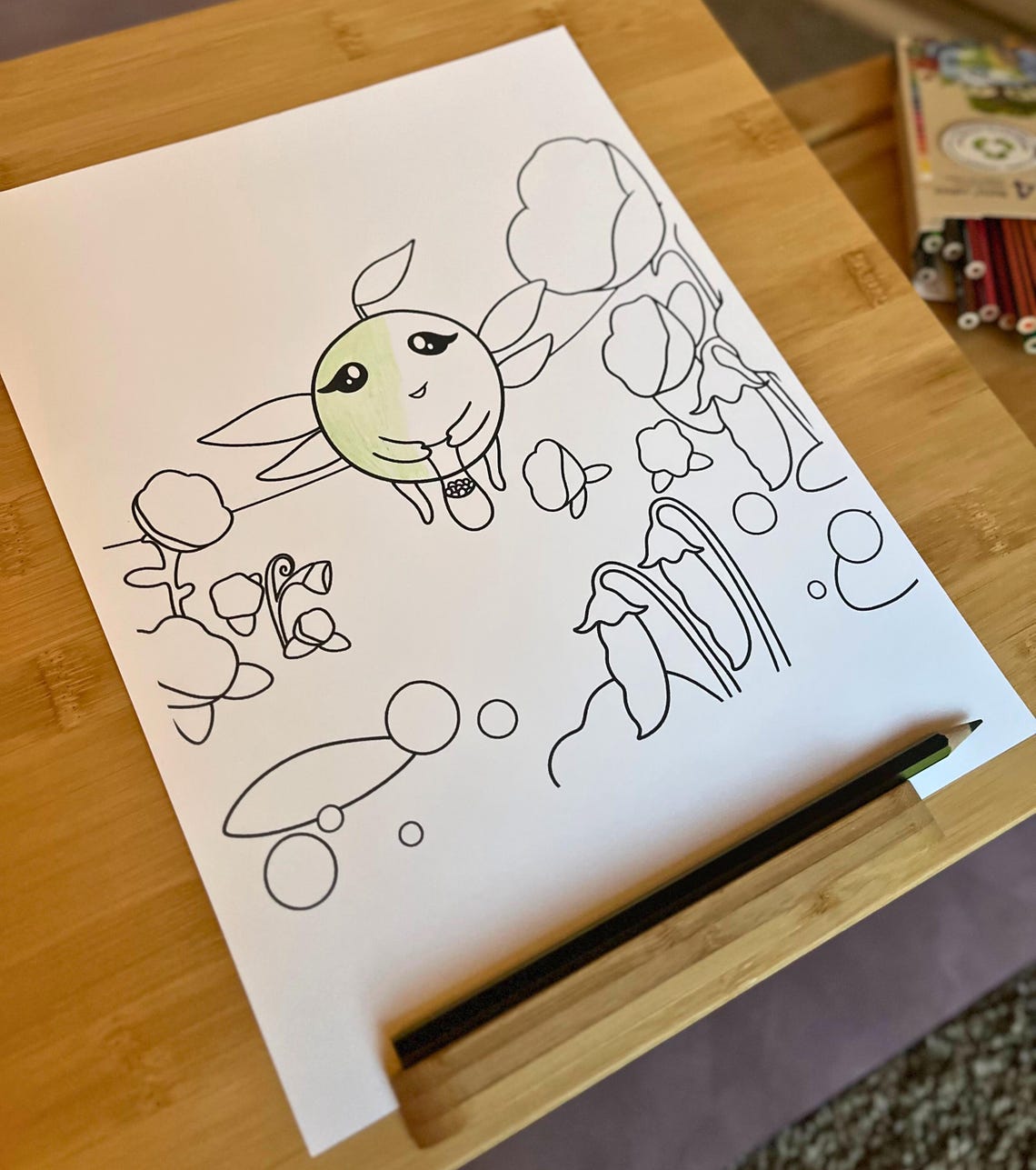 Bizzy the Bee Pea - Printable Coloring Page | Cute Whimsical Nature ...