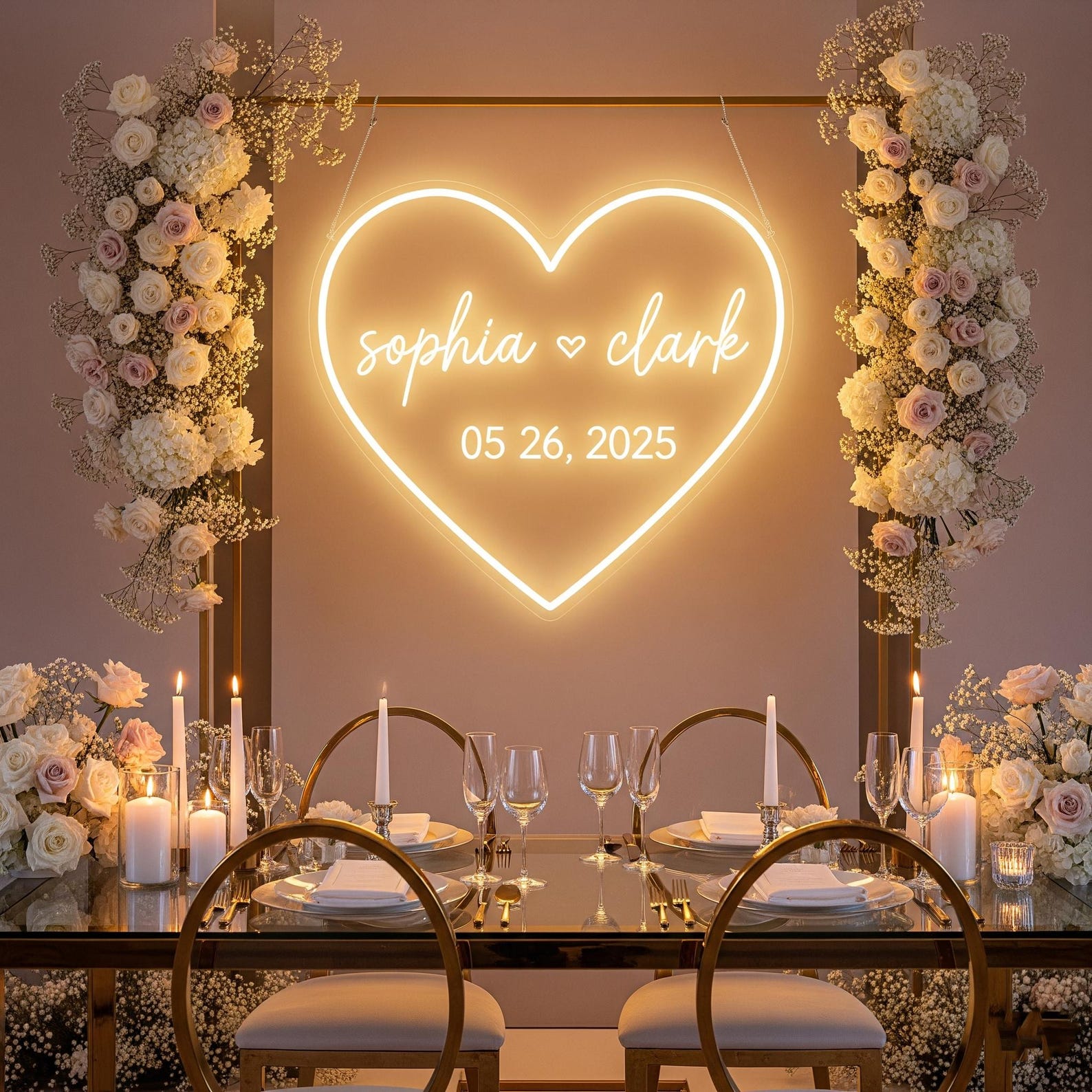 Custom Wedding Initials Neon Sign for Romantic Reception Backdrop ...