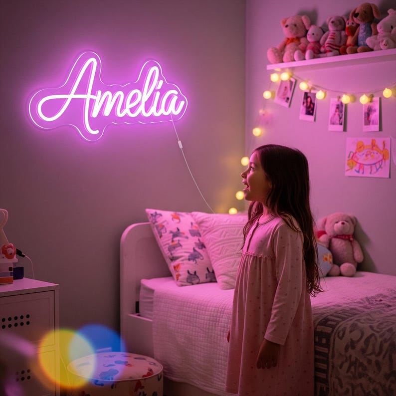 Custom Neon Sign for Kids Room Decor – Personalized LED Light Name Sign ...