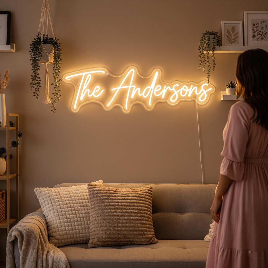 Custom Last Name Neon Sign, Personalized LED Light, Wedding Neon Sign ...