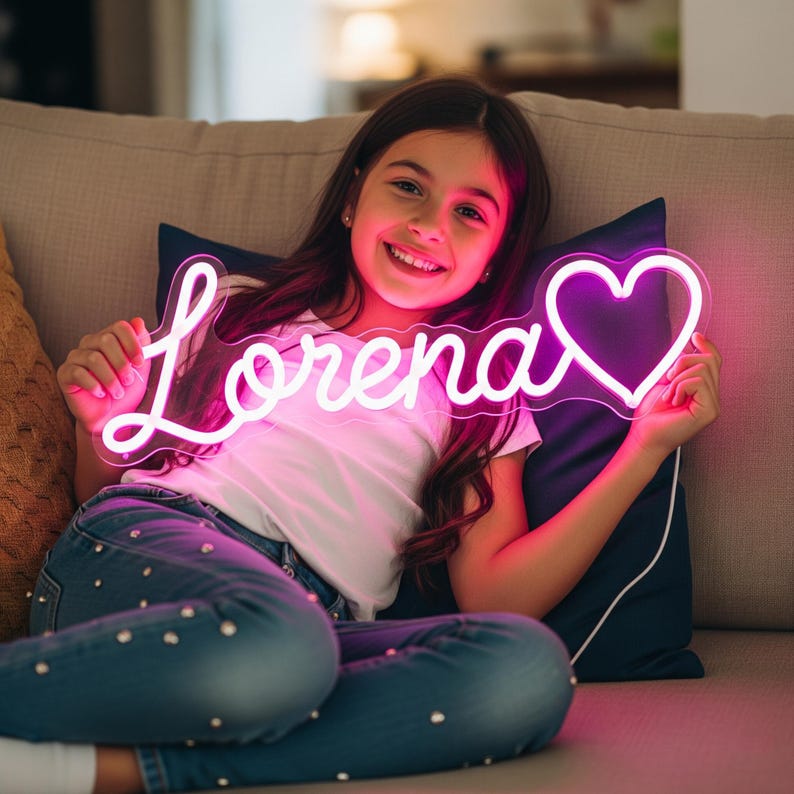 Custom Bow Name Neon Sign for Kid ,pink Bow LED Name Neon Girl's Room ...