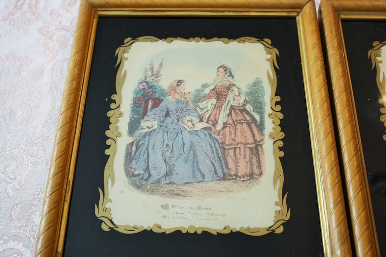 Antique Miroir Des Modes French Fashion Prints Framed. Set of Two ...