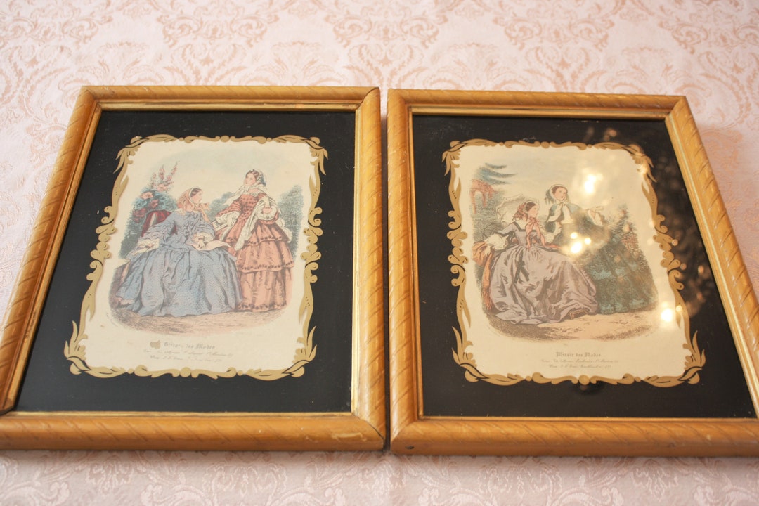 Antique Miroir Des Modes French Fashion Prints Framed. Set of Two ...