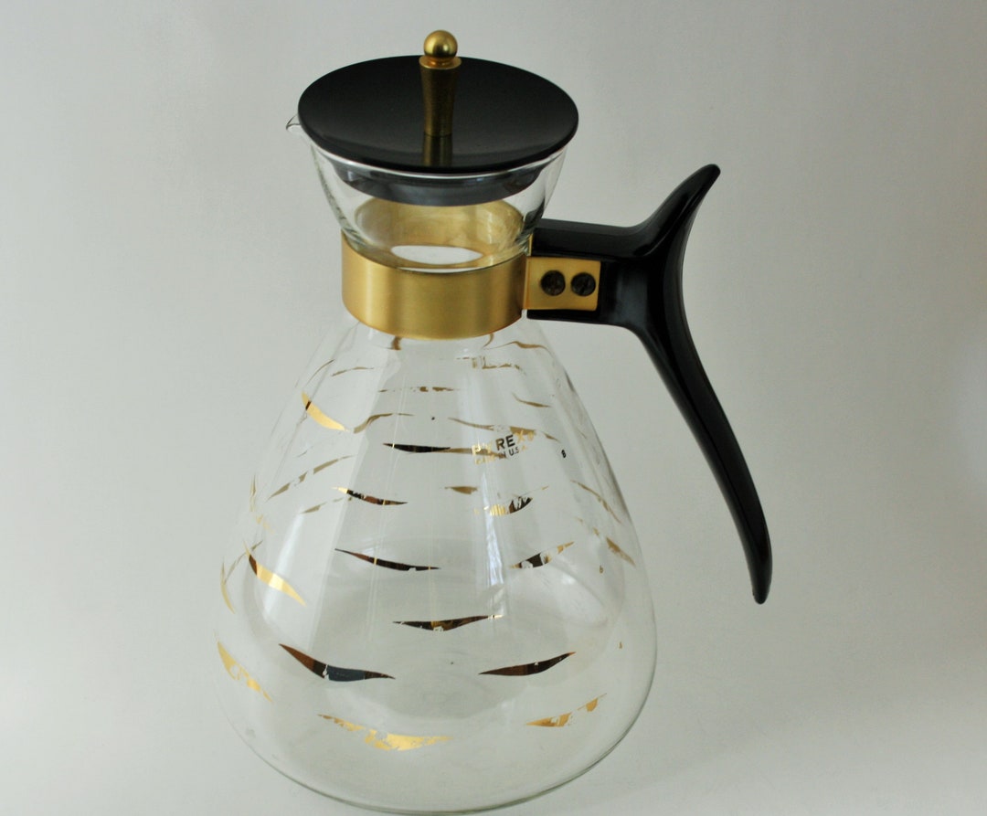 Pyrex Glass Coffee Carafe/warmer Gold Trimmed Vintage - Etsy
