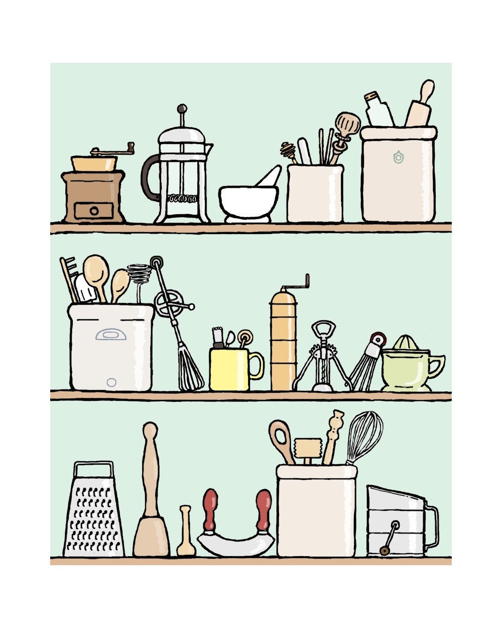 Kitchen Art Print: "spot the Spurtle" - Etsy