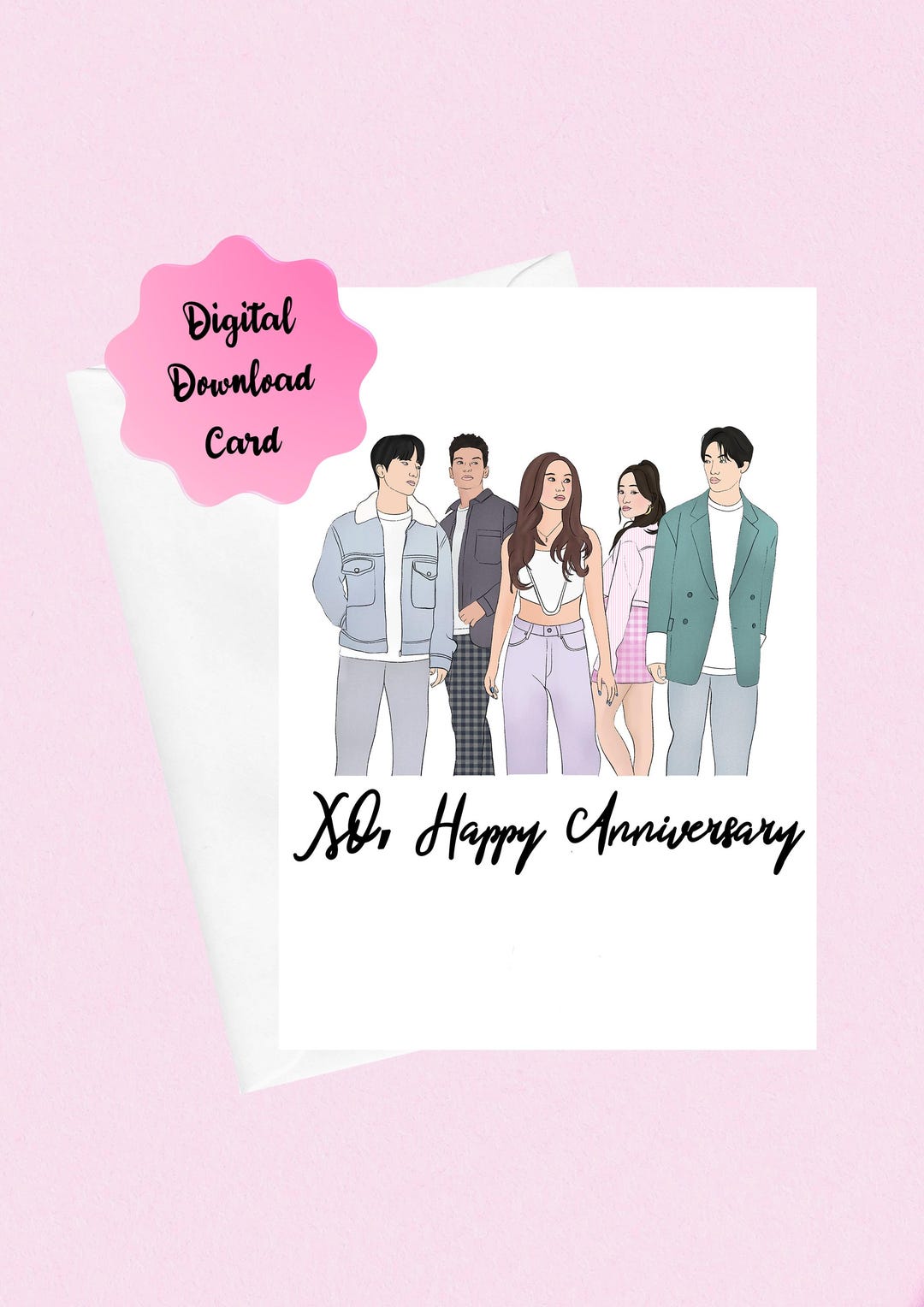 XO Digital Anniversary Card - Etsy