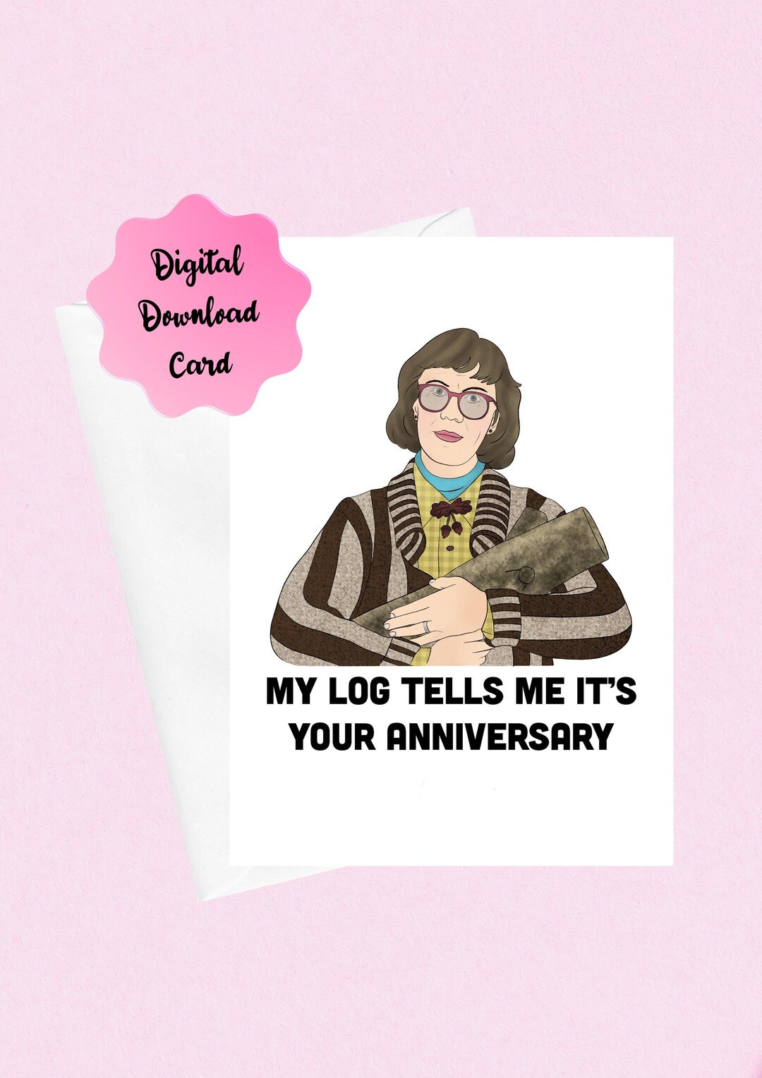 Log Digital Anniversary Card - Etsy
