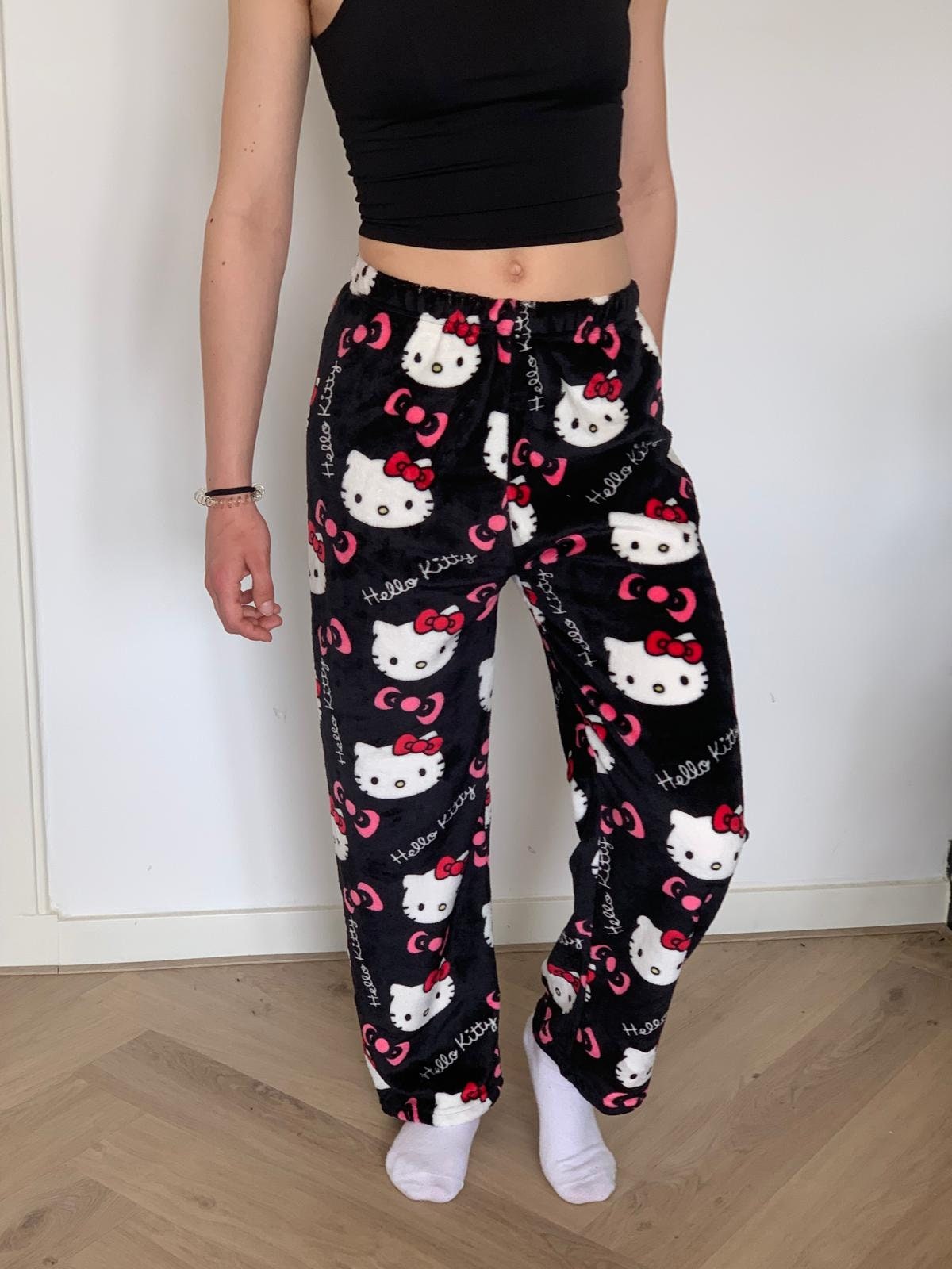Hello Kitty Black and Pink Matching Couples Pajamas Pants- Comfy and ...