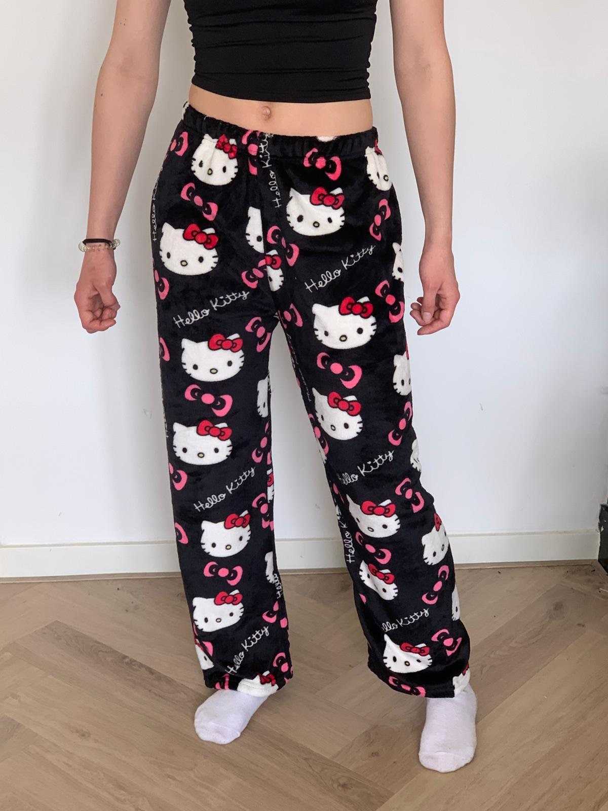 Hello Kitty Black and Pink Matching Couples Pajamas Pants- Comfy and ...