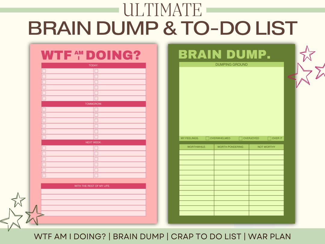 Brain Dump Editable to Do List Printable Task List ADHD Planner Funny ...