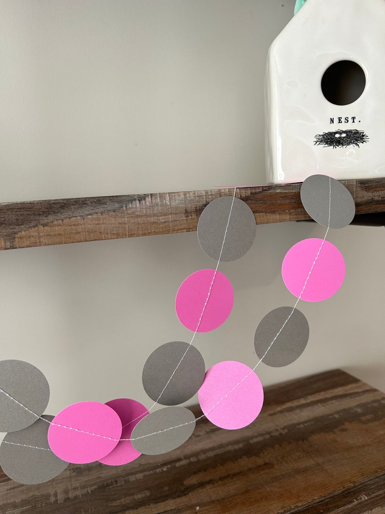 Pink and Silver Shimmer Circle Paper Garland - Circle Garland, Party ...