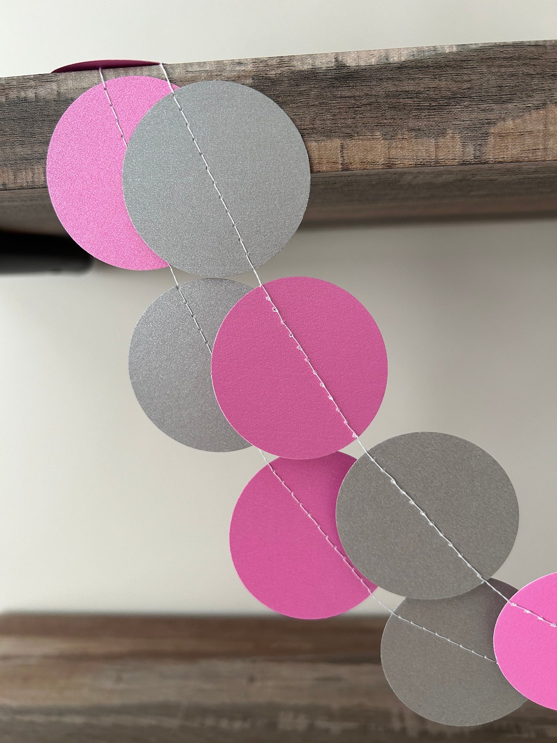 Pink and Silver Shimmer Circle Paper Garland - Circle Garland, Party ...