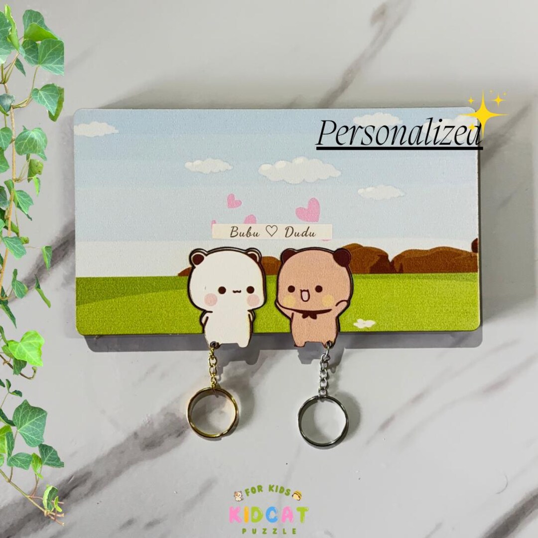 Personalized Couple Keychain Holder, Bubu Dudu Keys, Bubu Dudu Cartoon ...