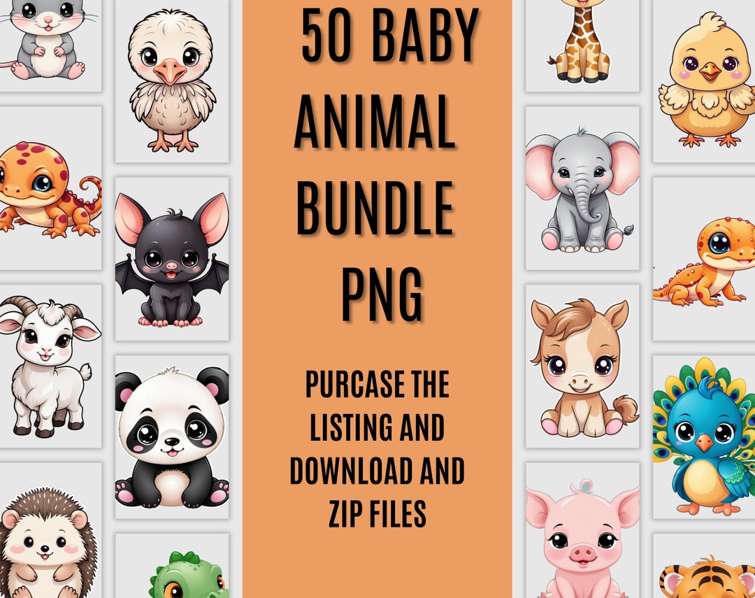 50 Cute Baby Animal Clipart Files - Etsy