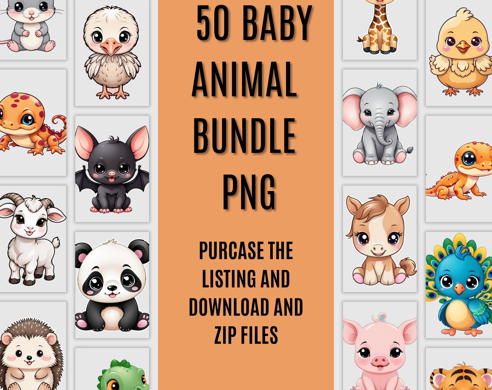 50 Cute Baby Animal Clipart Files - Etsy