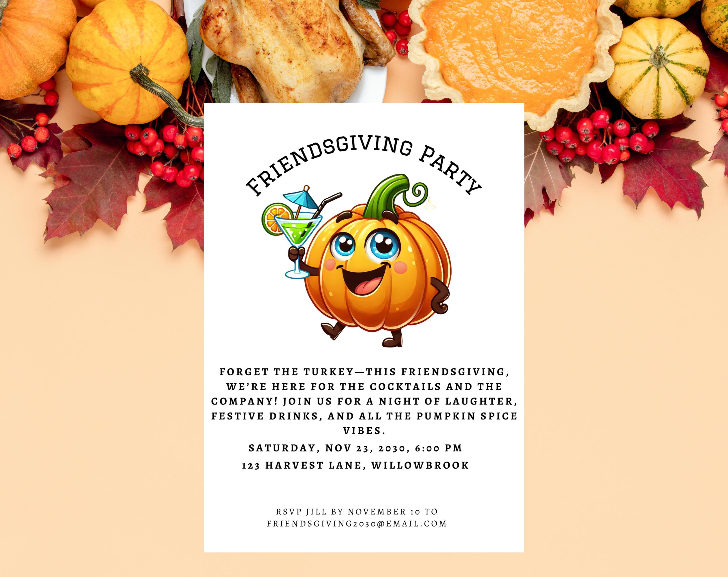 Funny Friendsgiving Party Invitation, Friendsgiving Cocktail Party ...