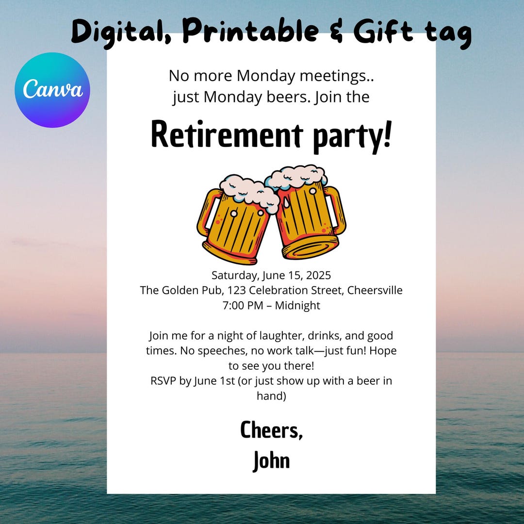Funny Retirement Invitation, Customizable Retirement Template ...