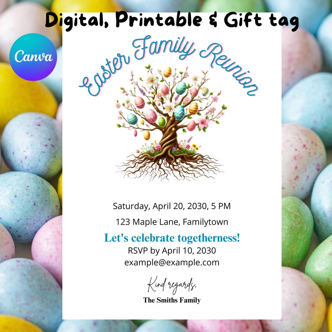 Easter Family Reunion Invitation: Blossom Tree Design (printable ...