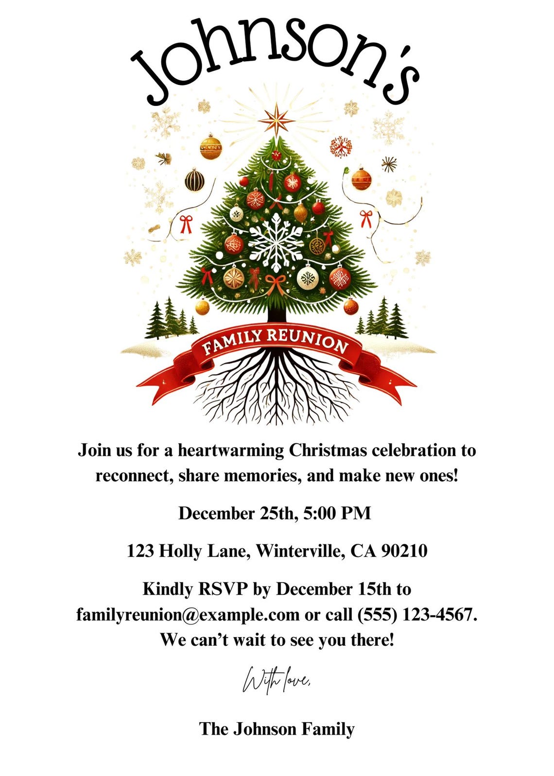 Christmas Family Reunion Invitation: Editable Winter Holiday Invite ...