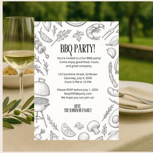Elegant Bbq Invitation, Family Reunion Invitation, Family Bbq Invite ...