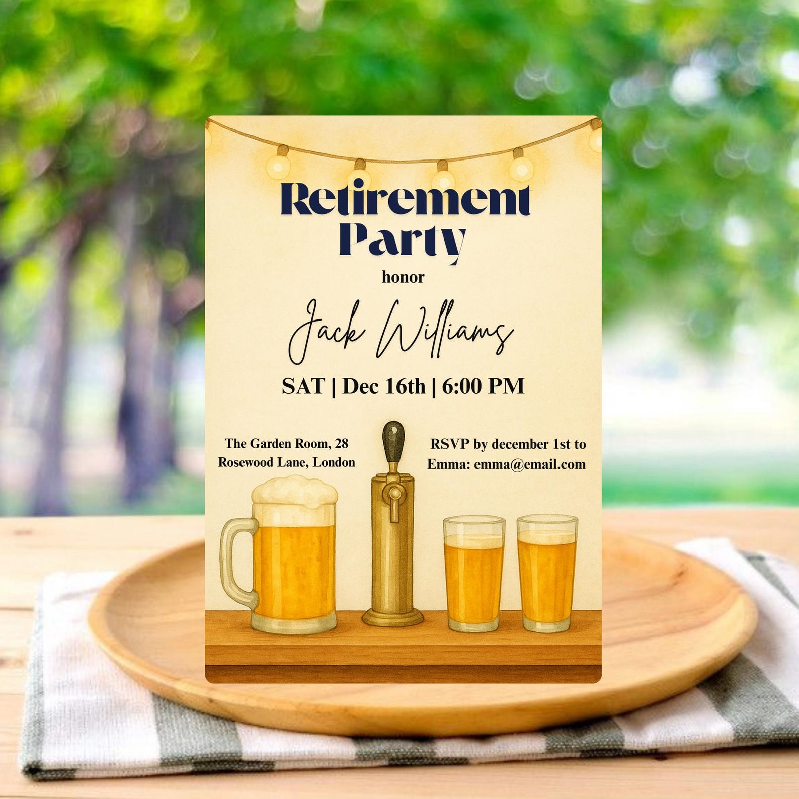 Retirement Beer Party Invitation for Men and Woman, Retirement ...