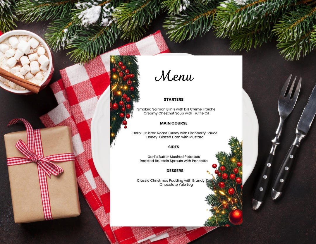 Christmas Menu, Christmas Party, Menu Template, Christmas, Floral ...