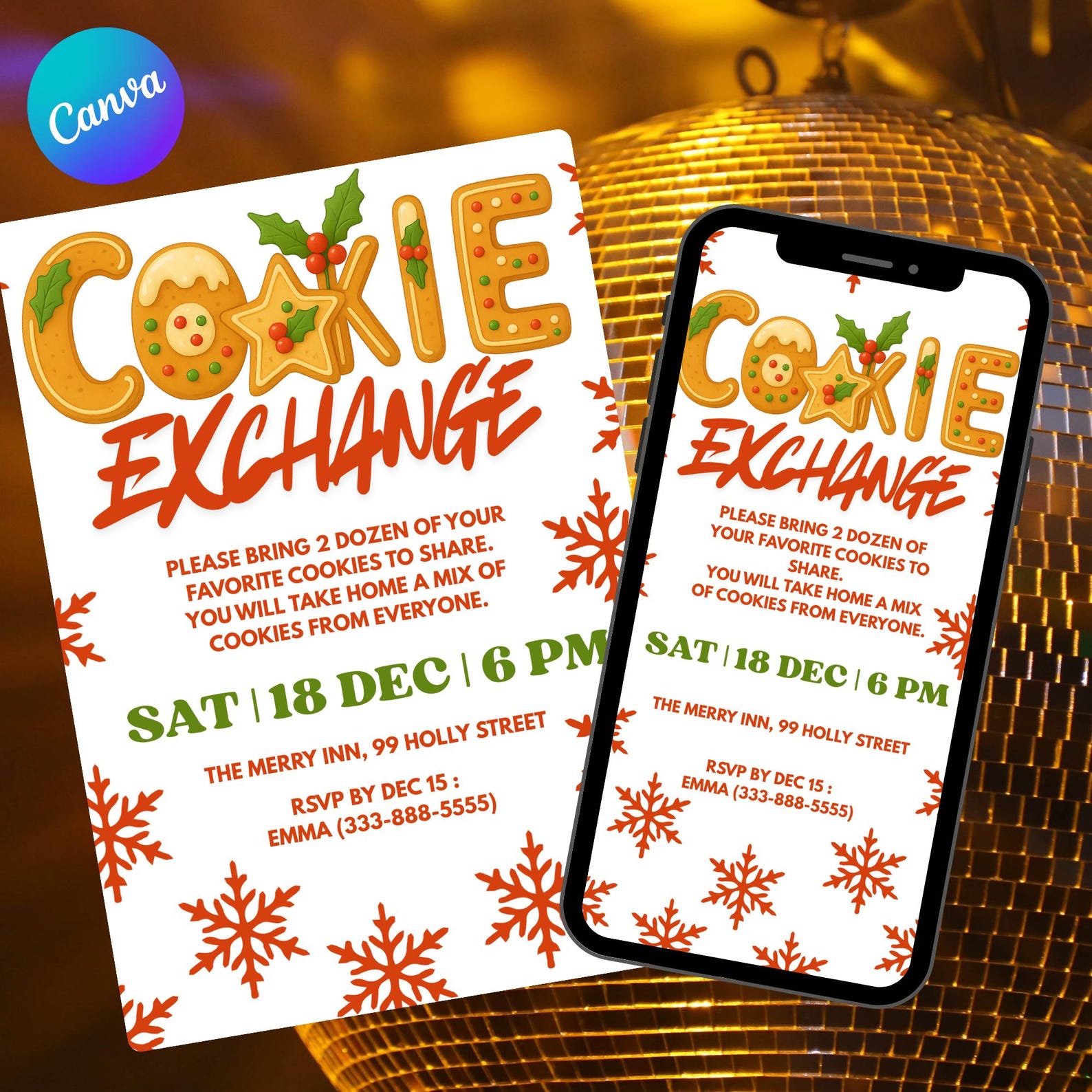 Christmas Cookie Exchange Invitation Bundle | Printable and Digital ...