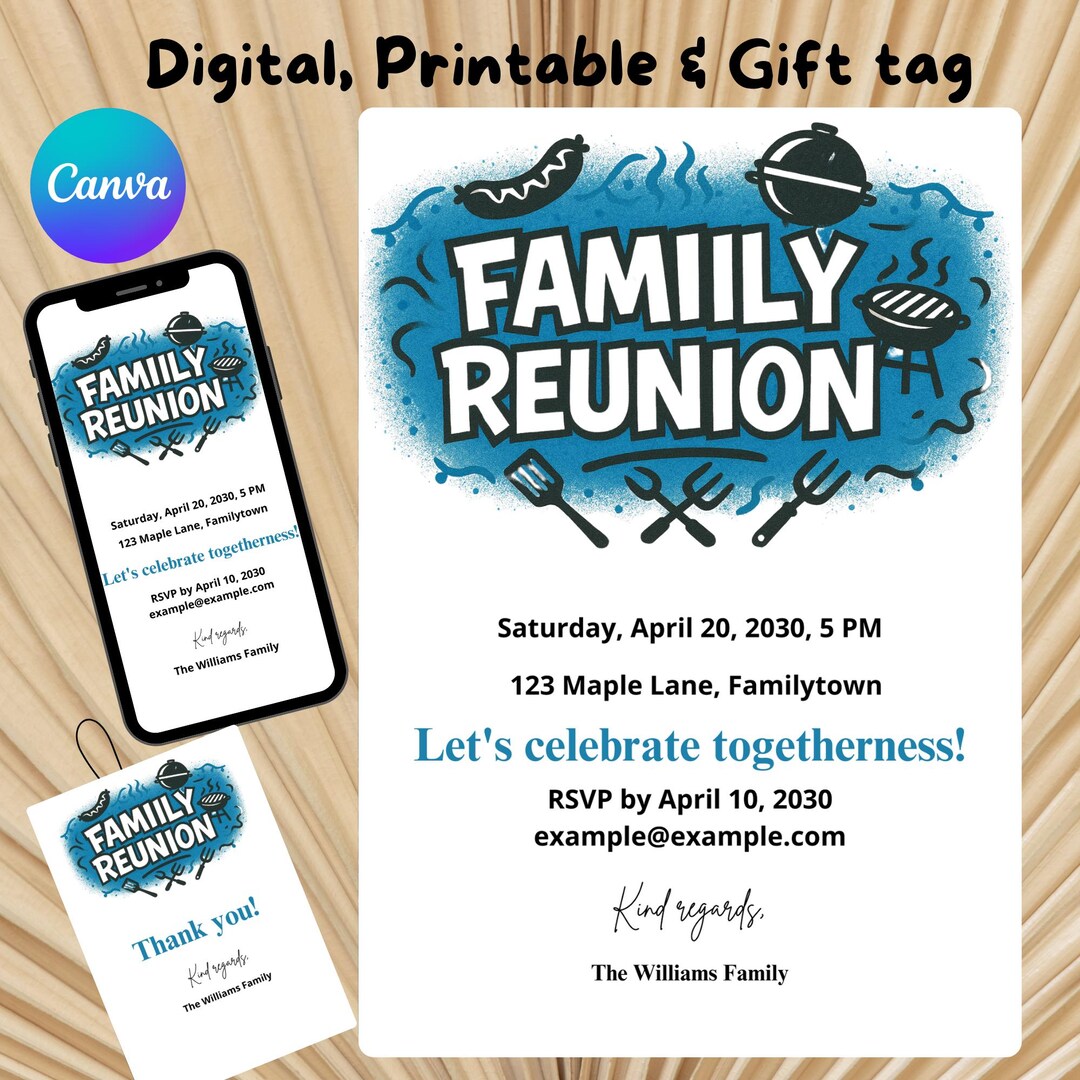 Editable Family Reuinion Invitation Template, Family Reunion Invite ...