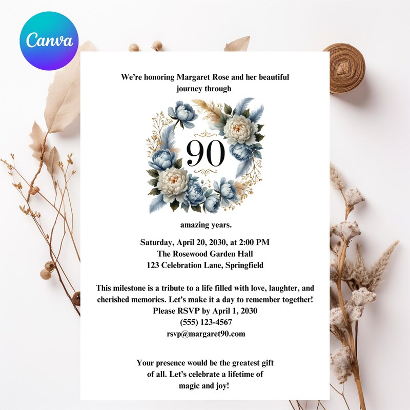 90th Birthday Invitations - Etsy