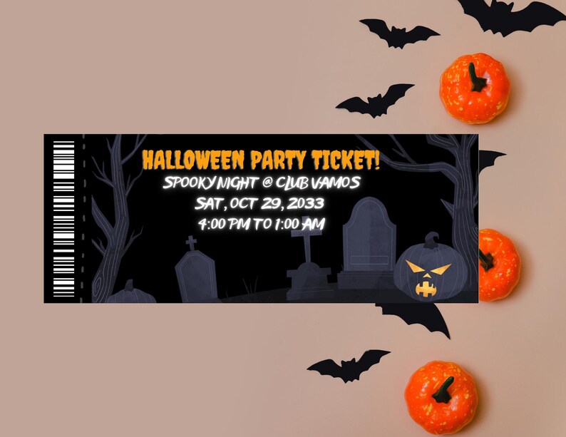 Halloween Party Ticket, Halloween Party Invitation, Trunck or Treat ...