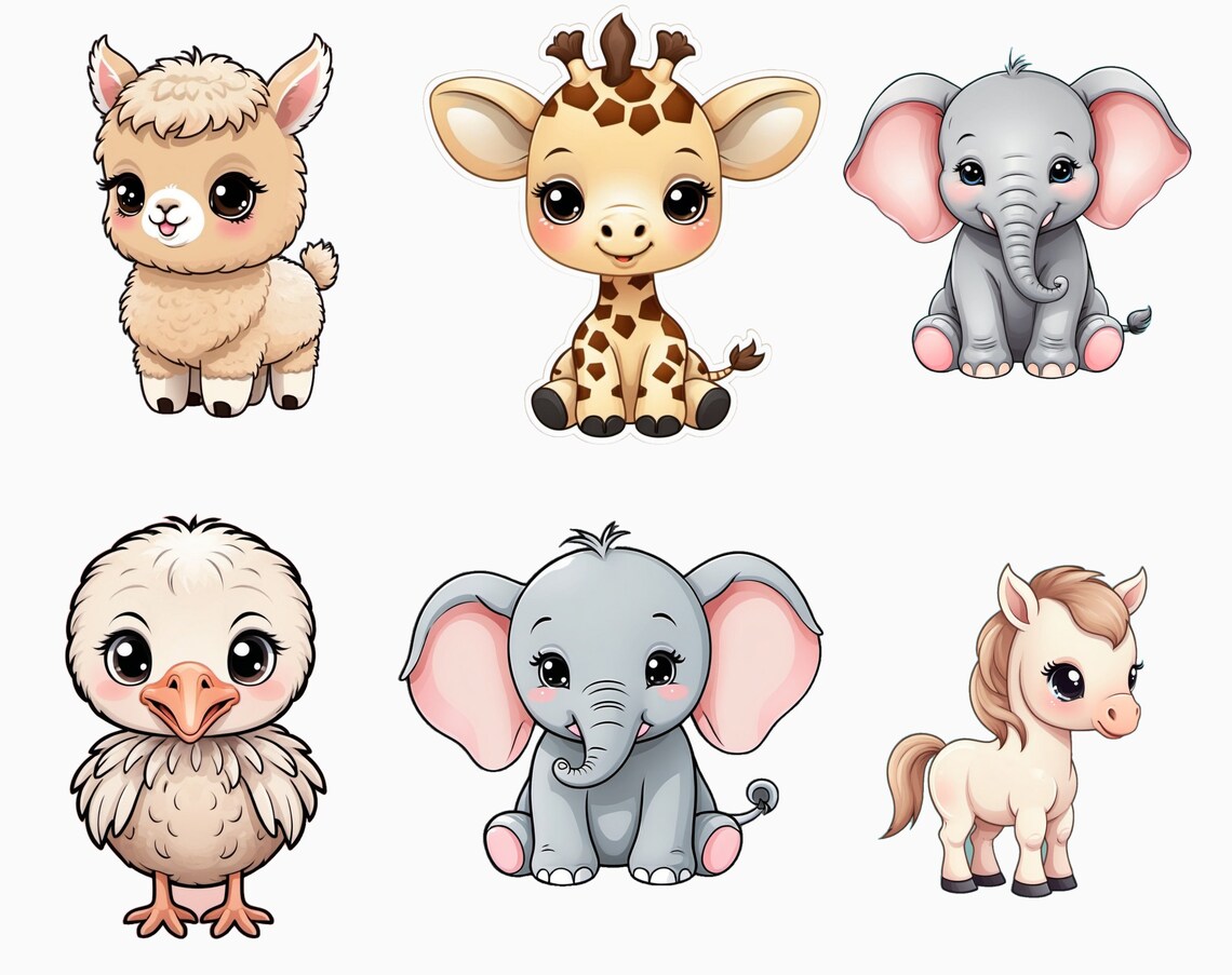 50 Cute Baby Animal Clipart Files - Etsy