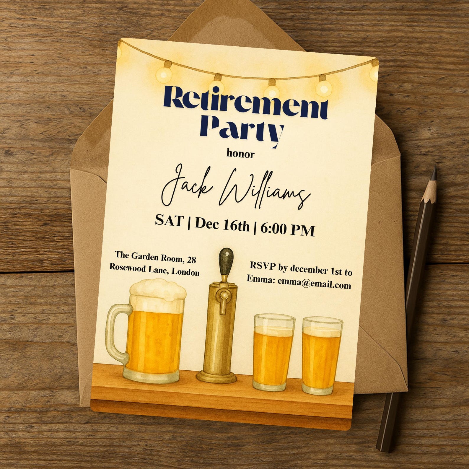 Retirement Beer Party Invitation for Men and Woman, Retirement ...