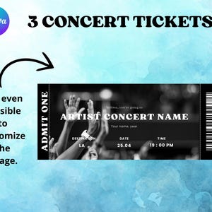 Editable Concert Ticket Template, Custom Concert Ticket Gift, DIY Event ...