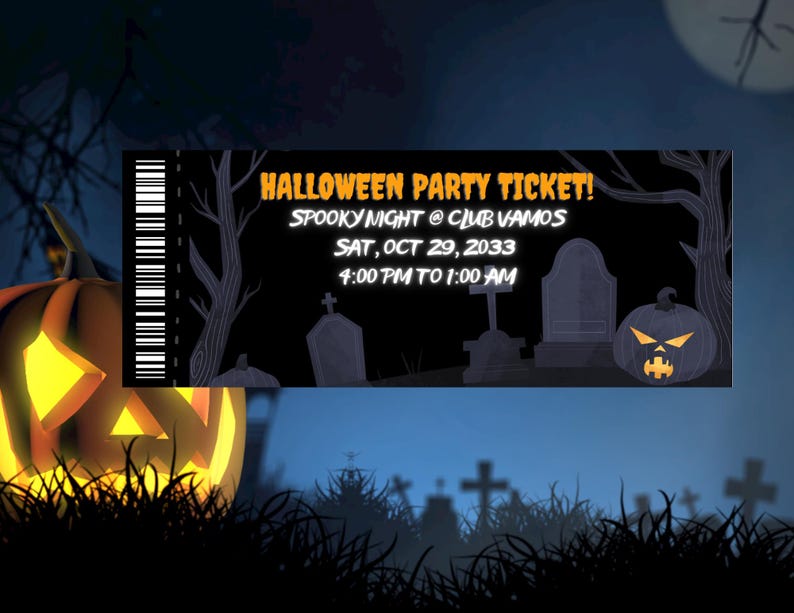 Halloween Party Ticket, Halloween Party Invitation, Trunck or Treat ...