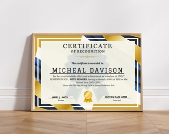 Editable Certificate of Recognition. Editable With Canva or Microsoft ...