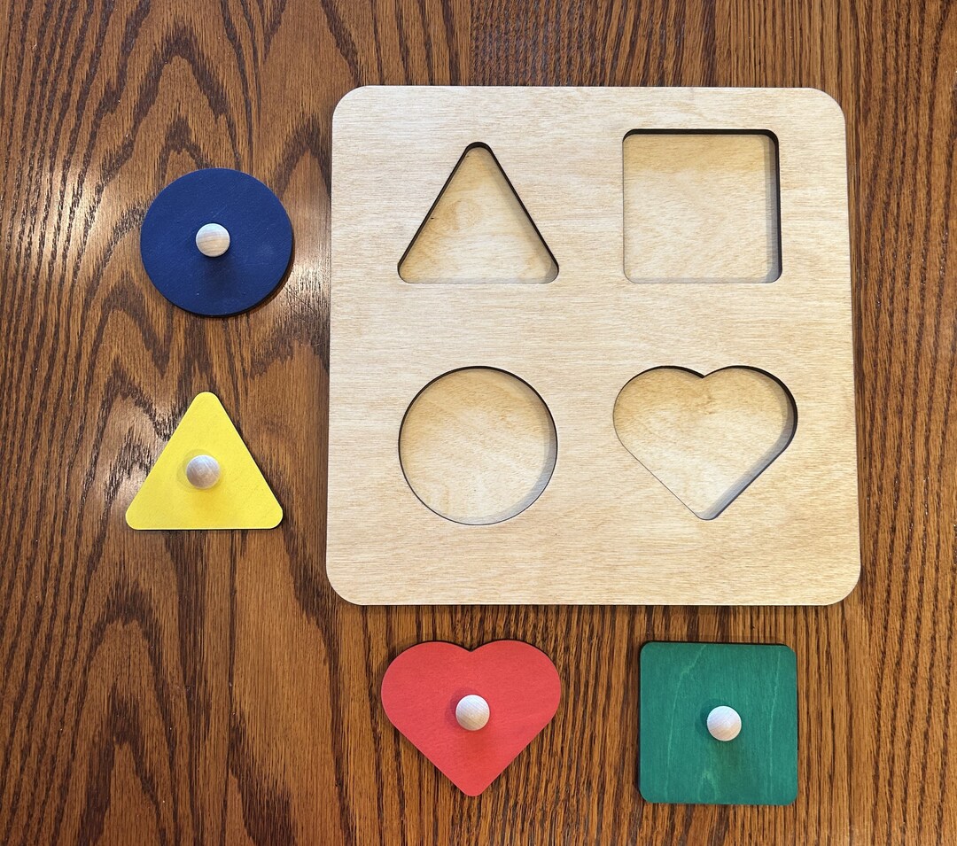 Children's Shape Puzzle - Toddler Puzzle - Shape Puzzle - Wooden Puzzle ...