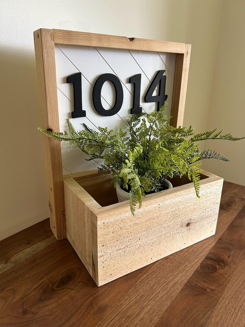 Custom Cedar House Number Planter Box | Address Sign Decor - Etsy