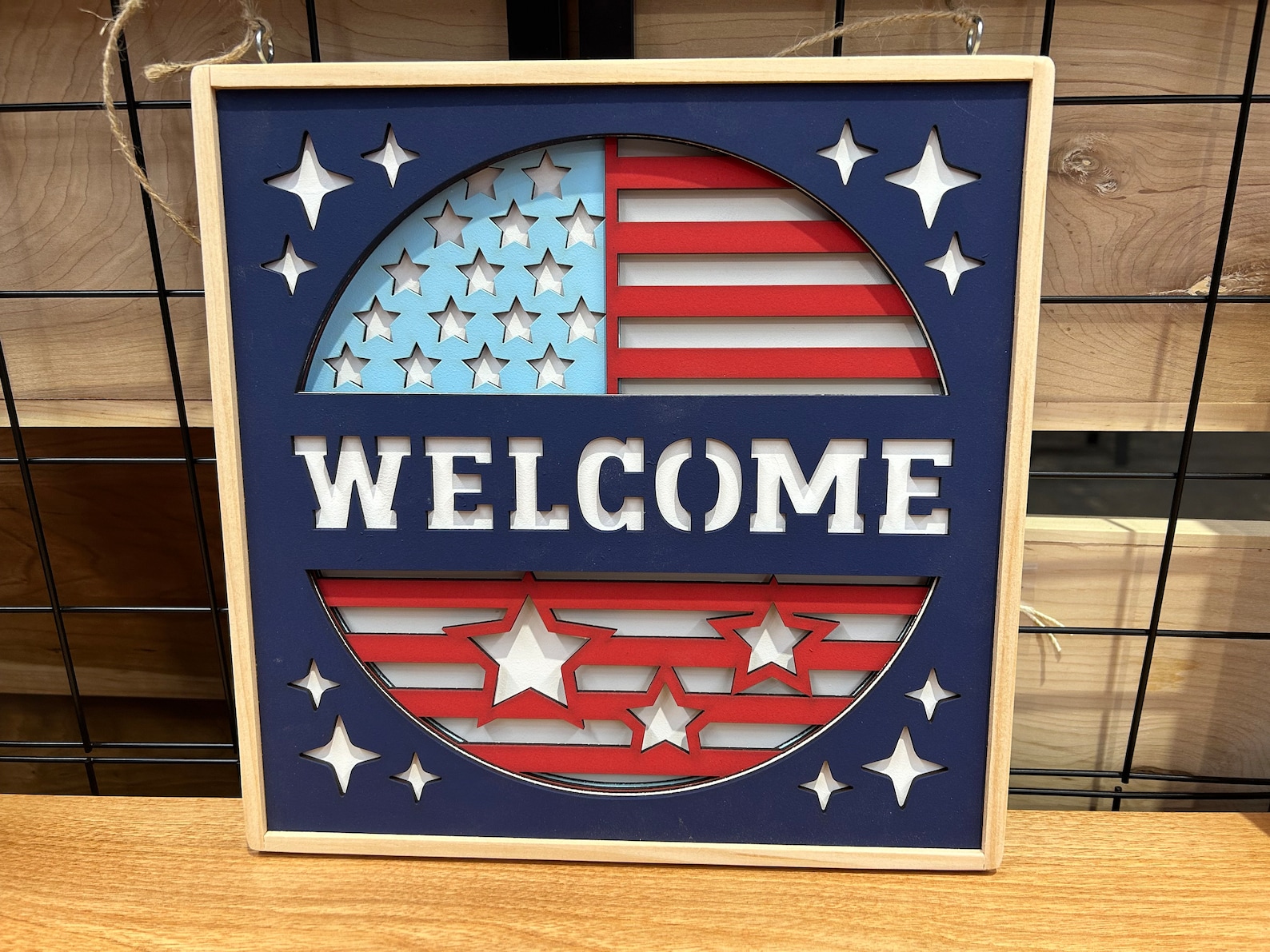 Patriotic Welcome Sign - USA Welcome Sign - 5 Layer 3D Laser Cut Sign ...