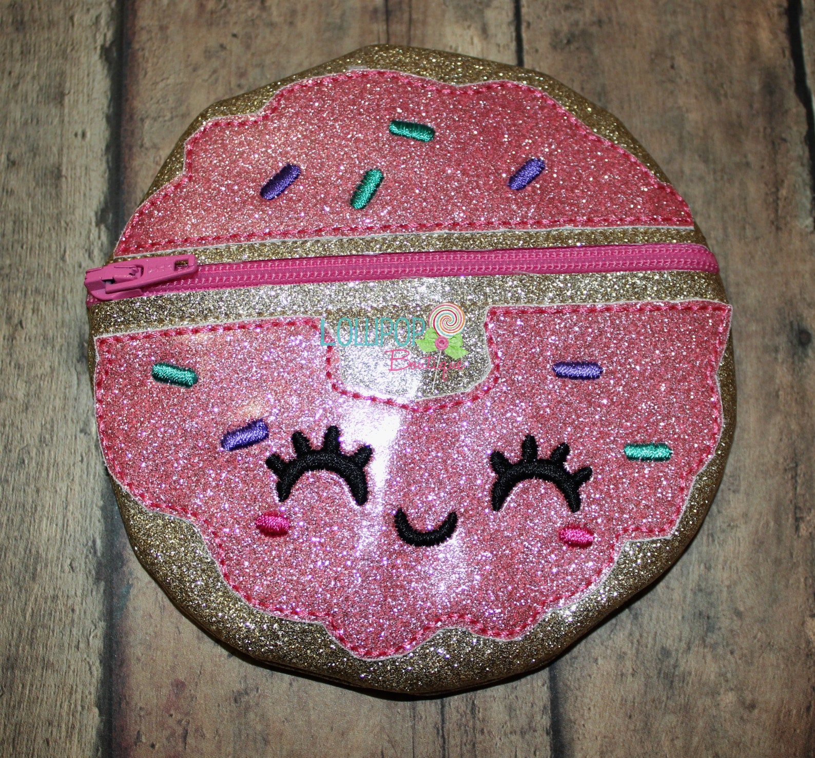 Donut Zipper Pouch, Glitter Vinyl Coin Bag With Keychain - Etsy