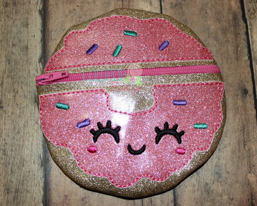 Donut Zipper Pouch, Glitter Vinyl Coin Bag With Keychain - Etsy